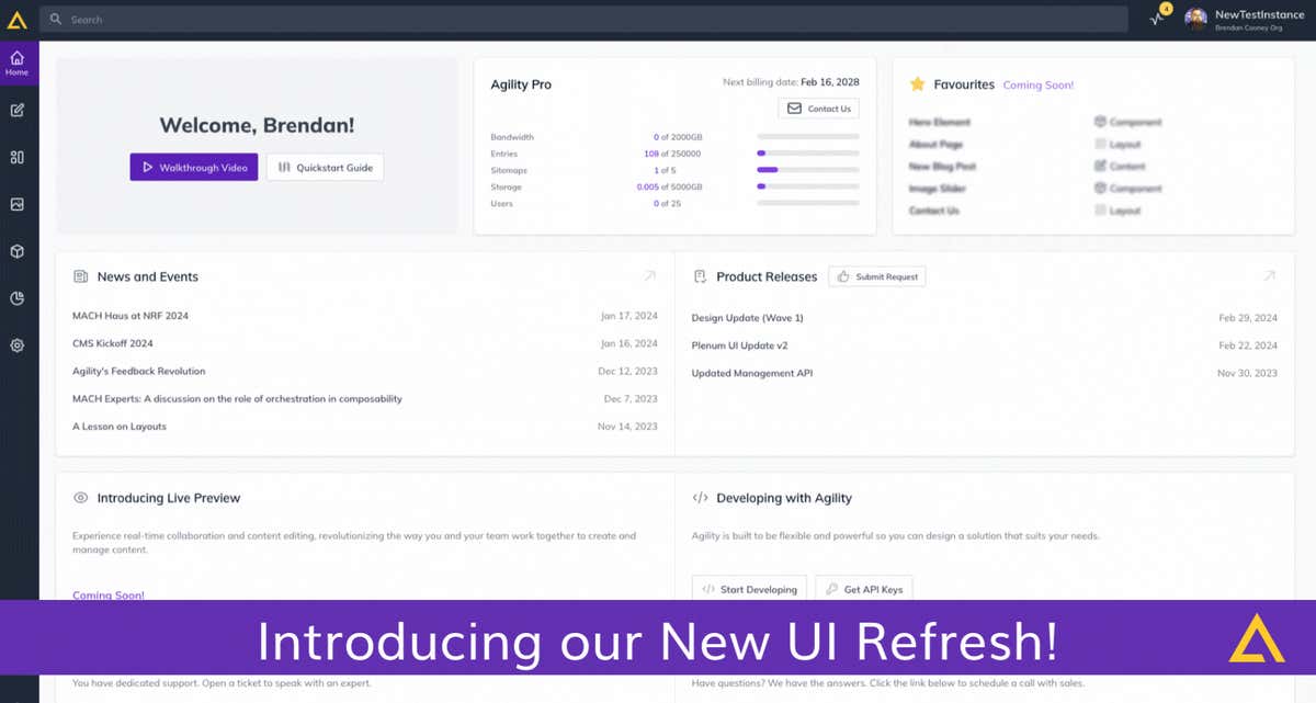 Unveiling our New UI Refresh! | Agility CMS